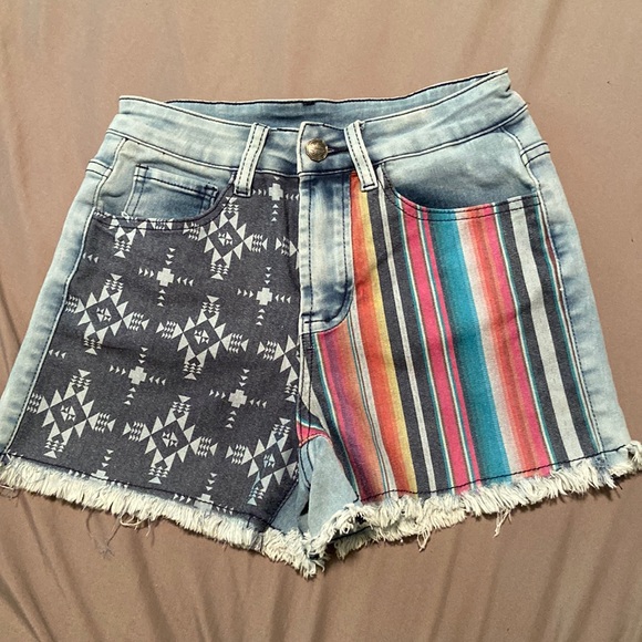 Crazy Train | Shorts | Crazy Train Wild N Blue Patterned Jean Shorts ...